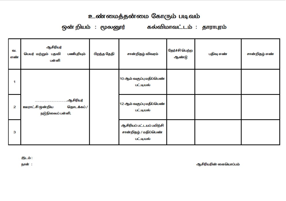 GENUINENESS APPLICATION. & FORMAT - தமிழ்க்கடல்