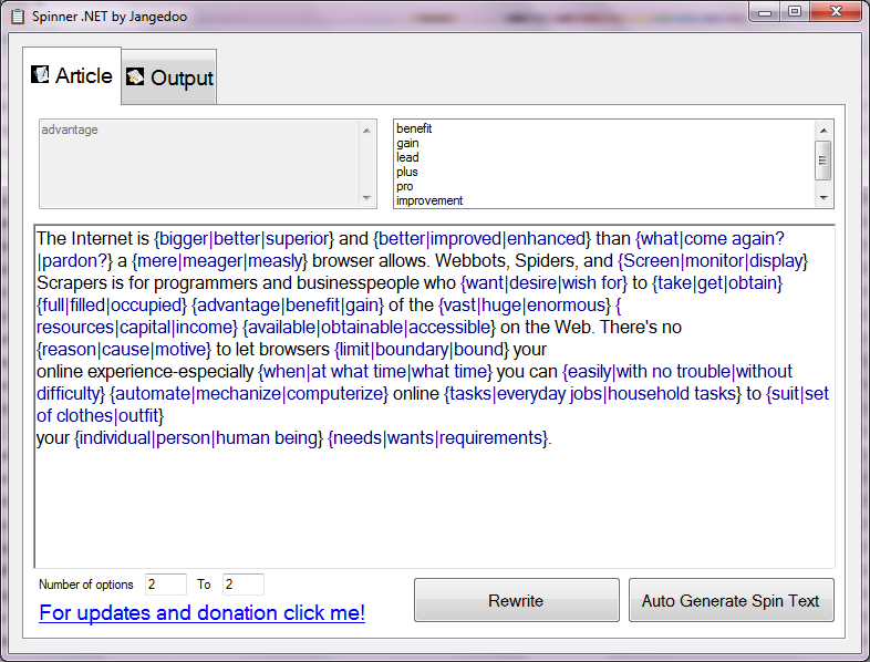 Free Spinner .NET v1.2 by Jangedoo | BlackHatWorld