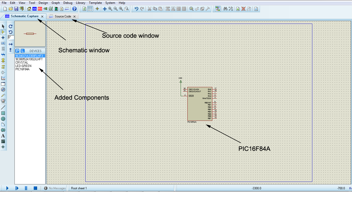 elektro2017: Microcontroller with single LED Project in Proteus