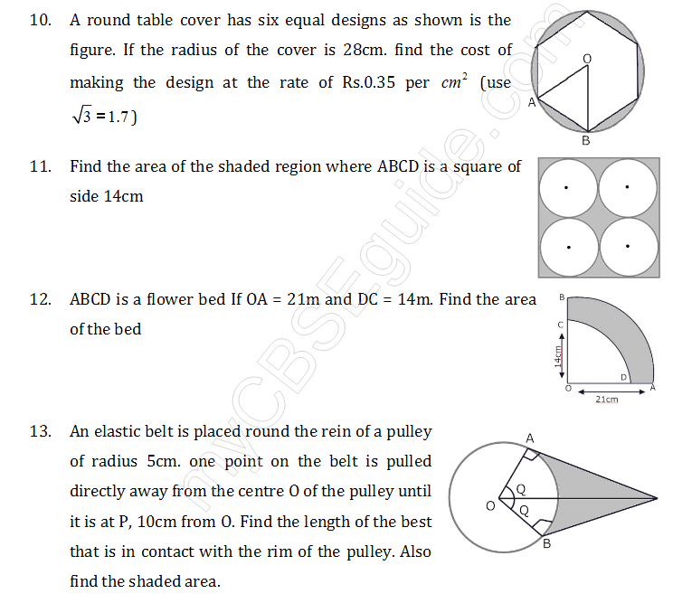Study notes for Delhi Public school: Area Related to Circles Class 10 ...
