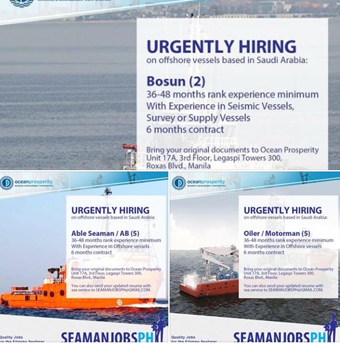 Urgently Bosun, Able seaman, Oiler For Offshore Vessels - OfficiaI Info ...