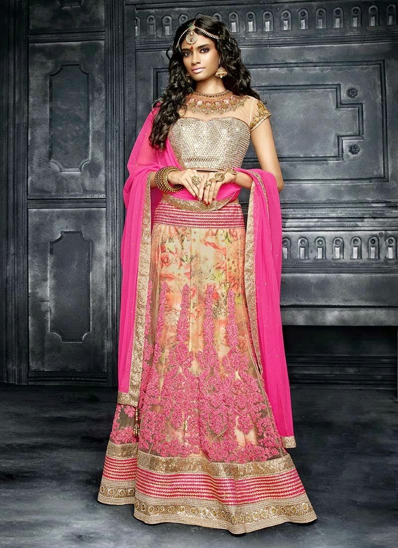 Bollywood Actress Saree Collections: Anarkali Style Lehenga Choli