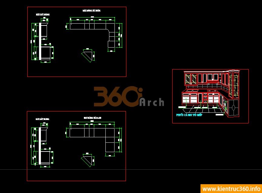 Thư viện autocad các mẫu tủ bếp 2d