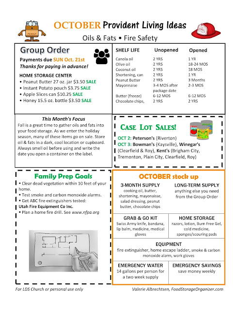 October Food Storage and Prep Handout