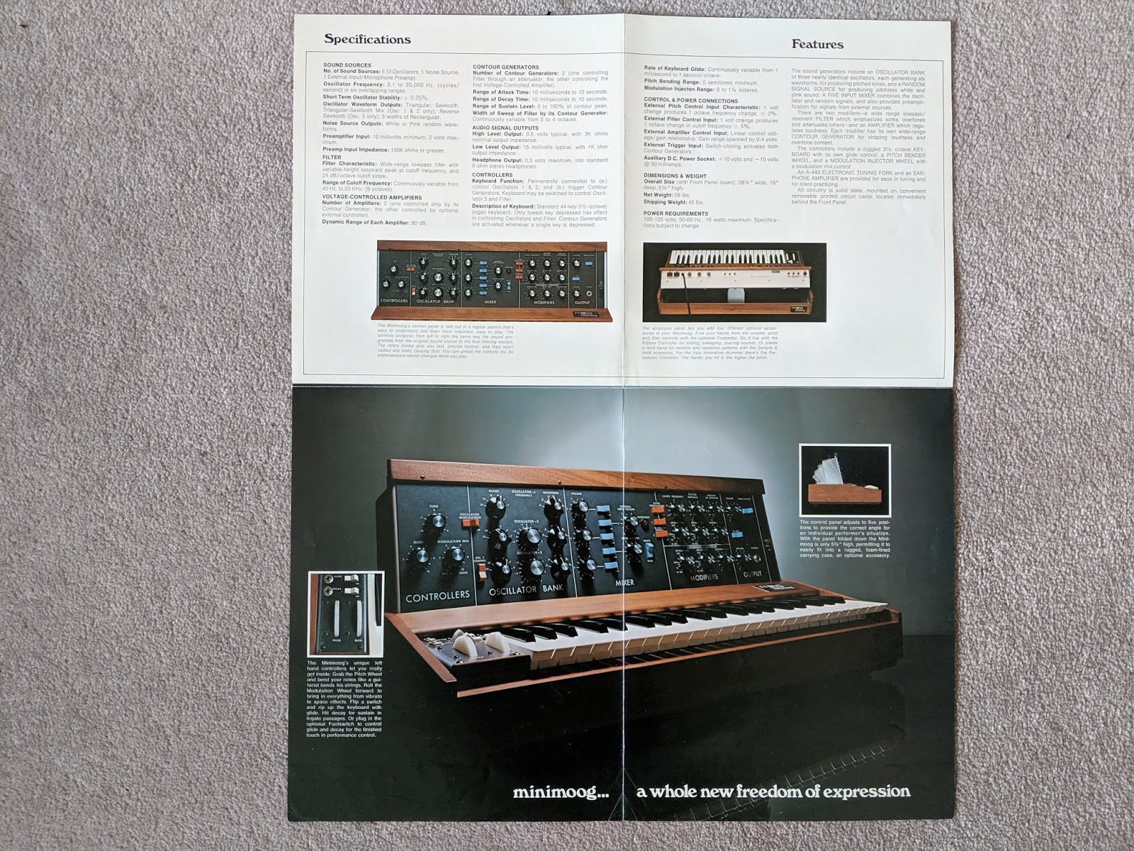 Retro Synth Ads: Moog Minimoog "The Moog for the road" brochure/poster ...