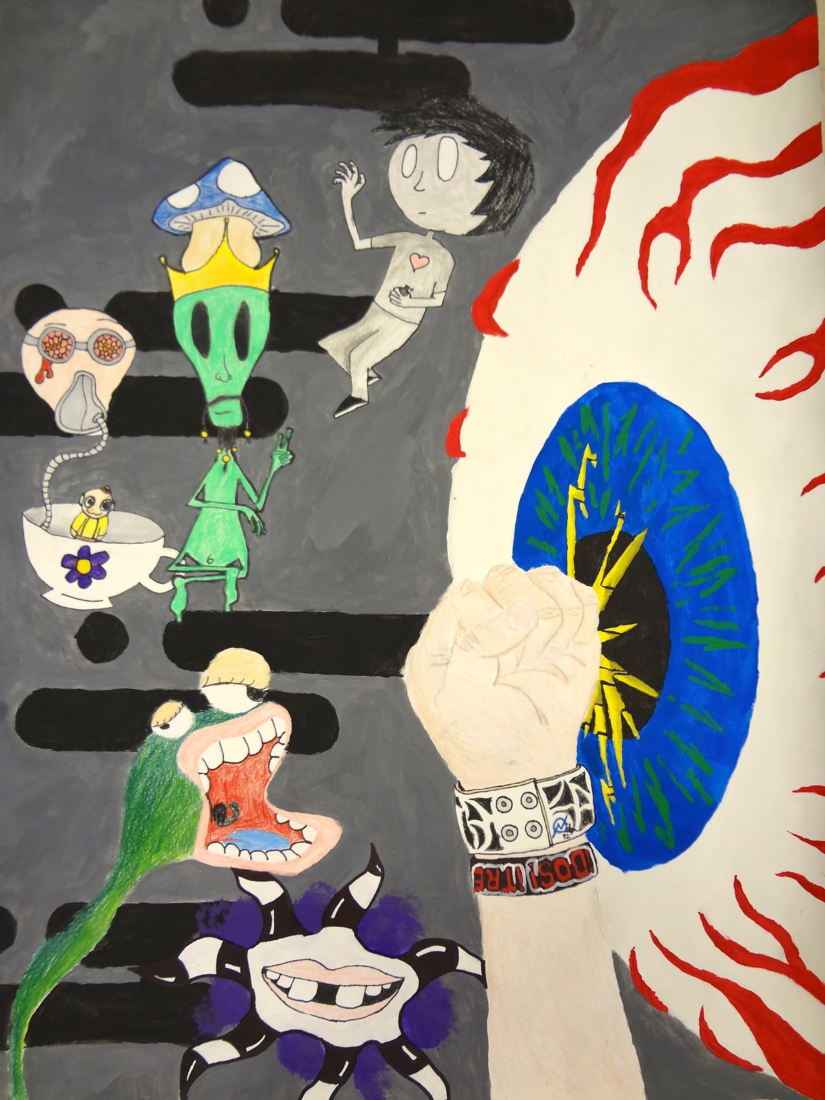 Sharpies, paint, and paper! Oh my!: High School Handscapes