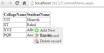 Context Menu On Right click on Gridview in Asp.net - Dot Net Office