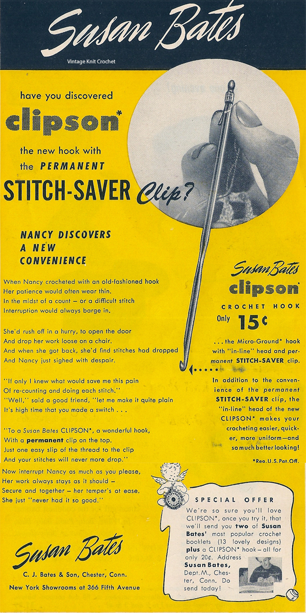 Vintage Knit Crochet - Bits of History: Clipson Crochet Hook from Susan ...