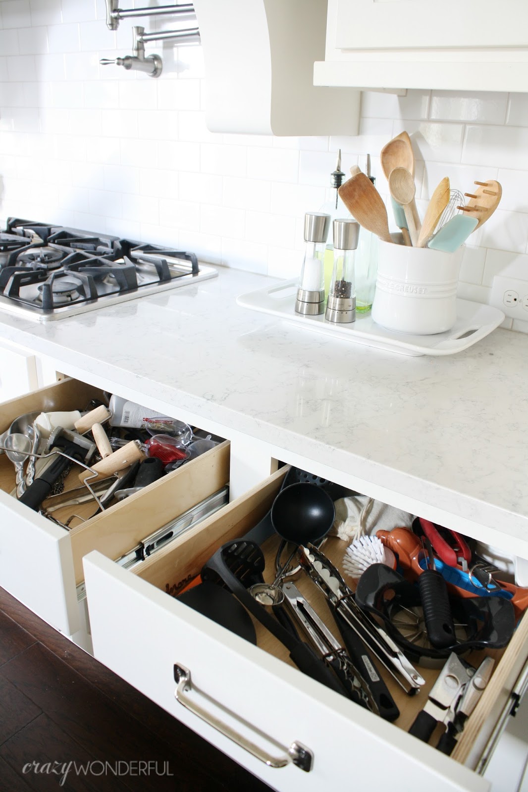 DIY custom kitchen drawer organizers - Crazy Wonderful