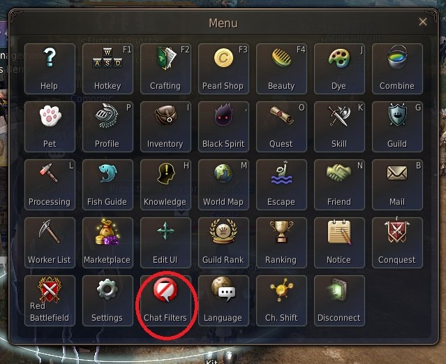 BDO Tips, Tricks, Guides: How To Remove Gold Sellers From Chat using Chat Filters