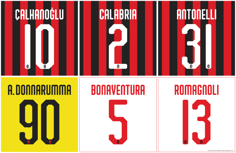 Football teams shirt and kits fan: Font AC Milan 2018/19