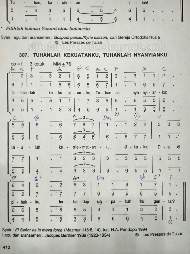 PKJ 307. Tuhanlah Kekuatanku , Tuhanlah Nyanyianku Chord
