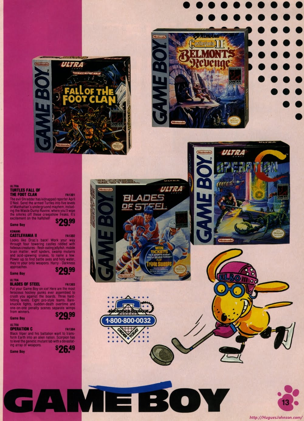 Classic Game Boy Ads: Electronics Boutique Fall 1991 catalog Game Boy Ads