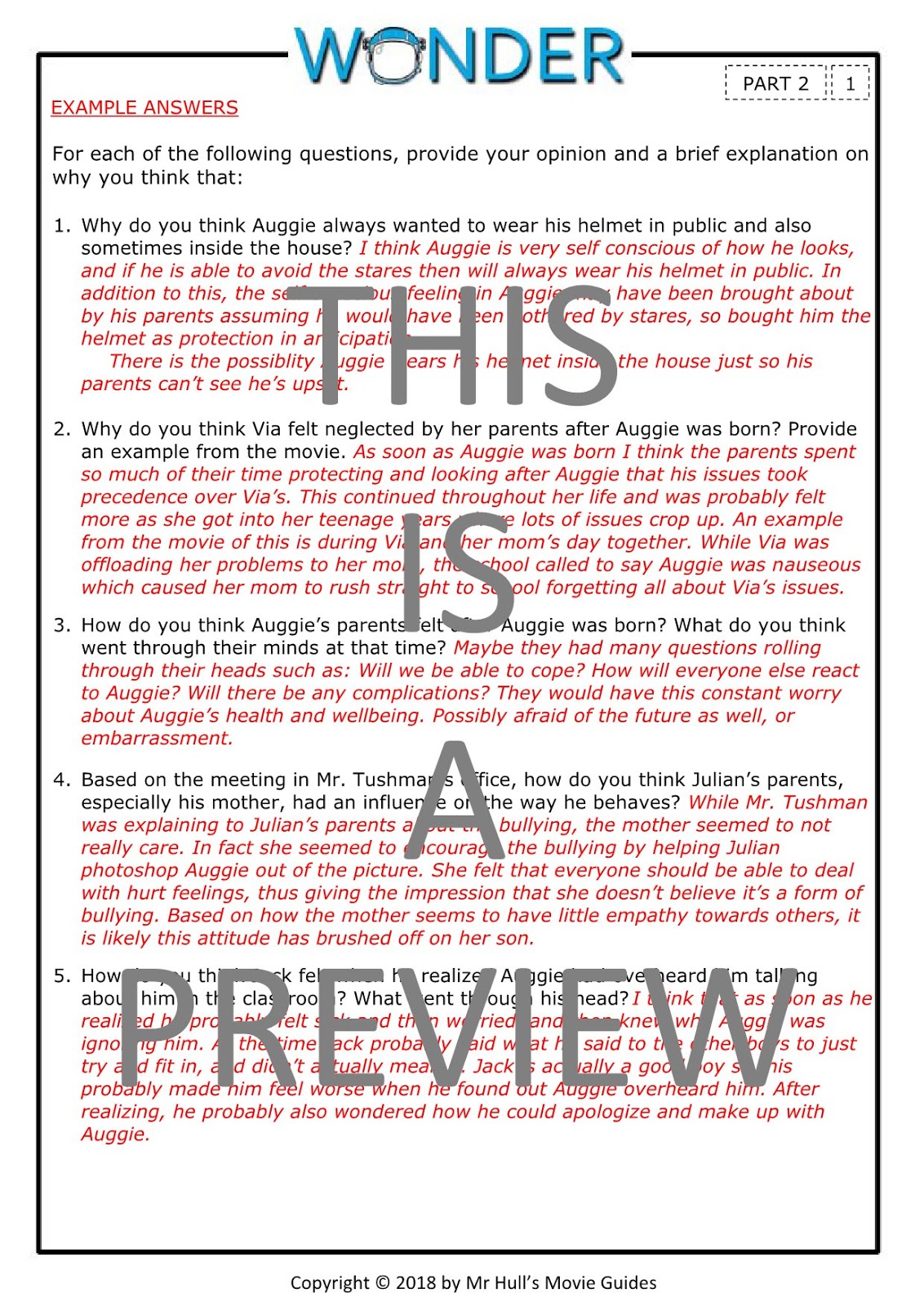 Wonder Movie Guide + Activities - Answer Keys Included ~ Movie Guides ...