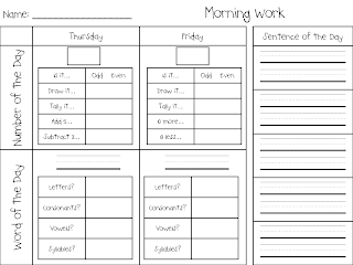 Today In First Grade: Morning Work Freebie