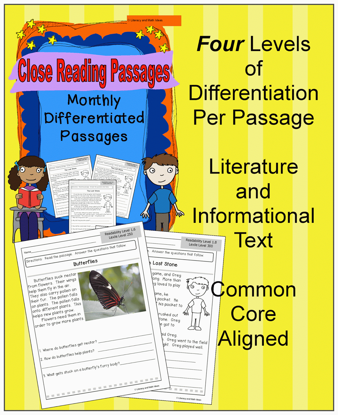 Literacy & Math Ideas: Differentiated Monthly Close Reading Passages