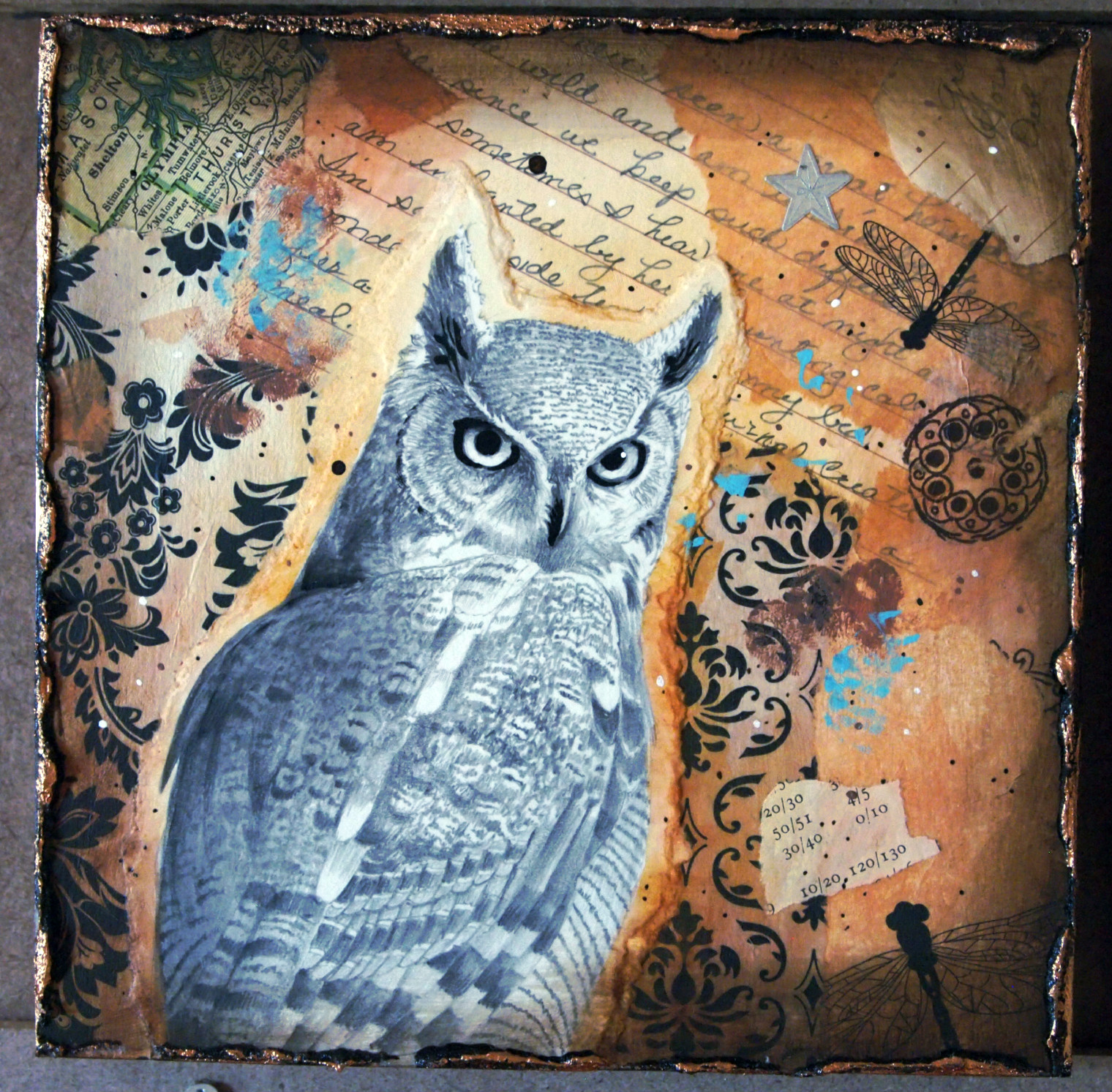 Kaaren's Art and Author Blog: Thirty Little Collages - Great Horned Owl