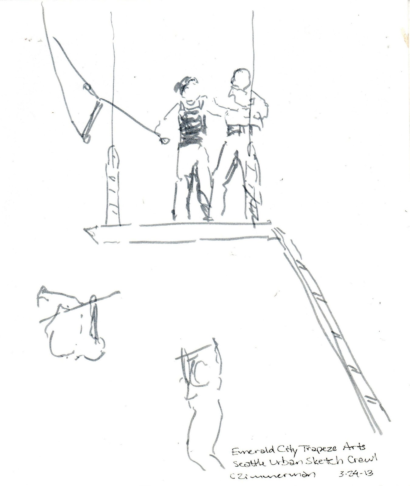Urban Sketchers Seattle: Emerald City Trapeze Arts