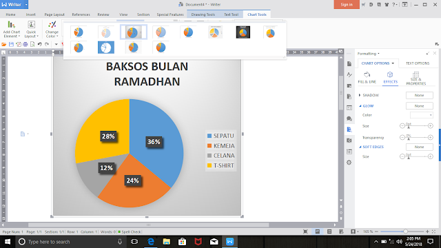 CARA MEMBUAT DIAGRAM PERSENTASE DI WPS Writer ~ Tutorial WPS Office