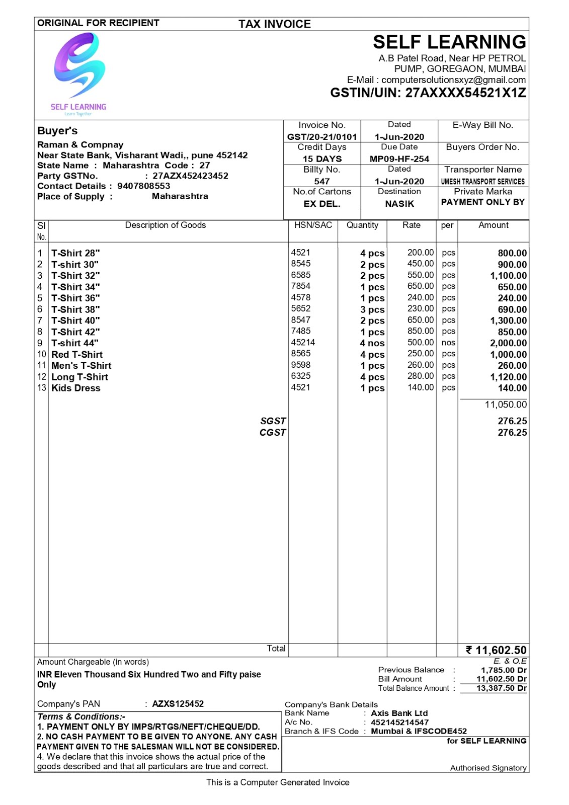 All Tally Invoice Format Sample's, Call Us (Whats App No.): 9407808553 ...