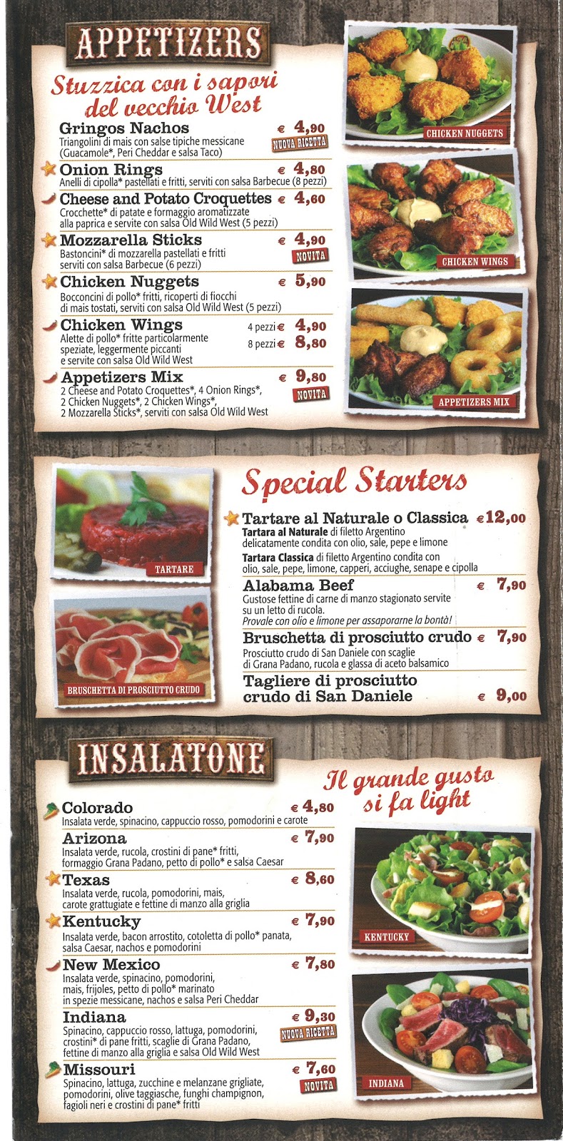 Menu e Prezzi: Catena di ristoranti Old Wild West, locale di Vimercate ...