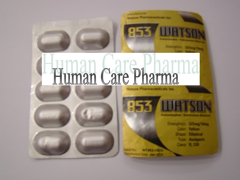 Human Care Pharma: Hydrocodone Watson 853 10/325 mg - 100 Pills