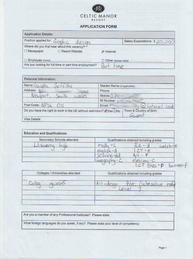 Job/Course Application and Personal Presentation Skills