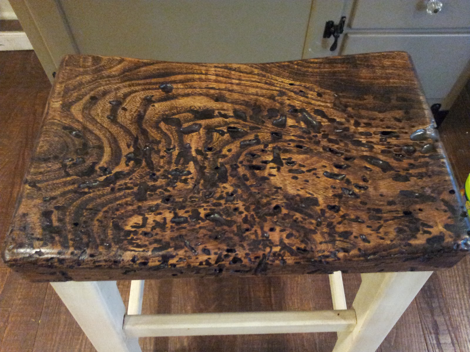 Chad's Workshop: Rustic, ant hole bar stool.