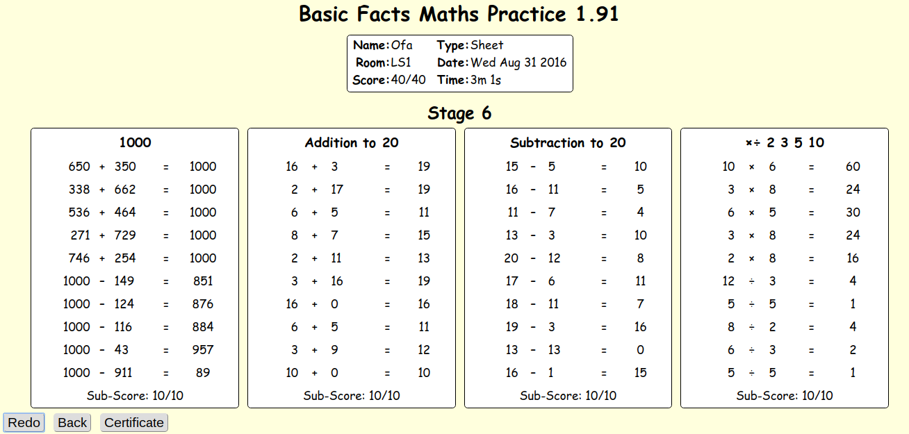Ofa @ Panmure Bridge School: Prototec - Basic Facts Maths Practice 1.91