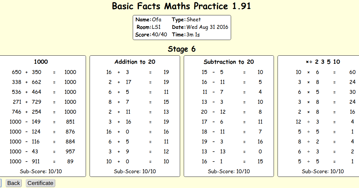 Ofa @ Panmure Bridge School: Prototec - Basic Facts Maths Practice 1.91