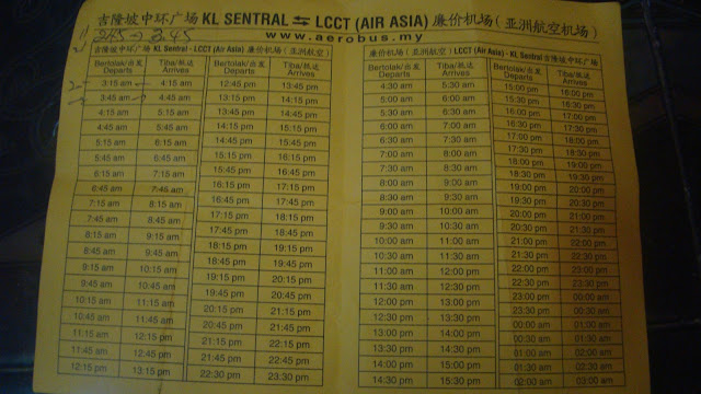 KLIA LCCT KL Sentral latenight bus train timing - eNidhi India Travel Blog