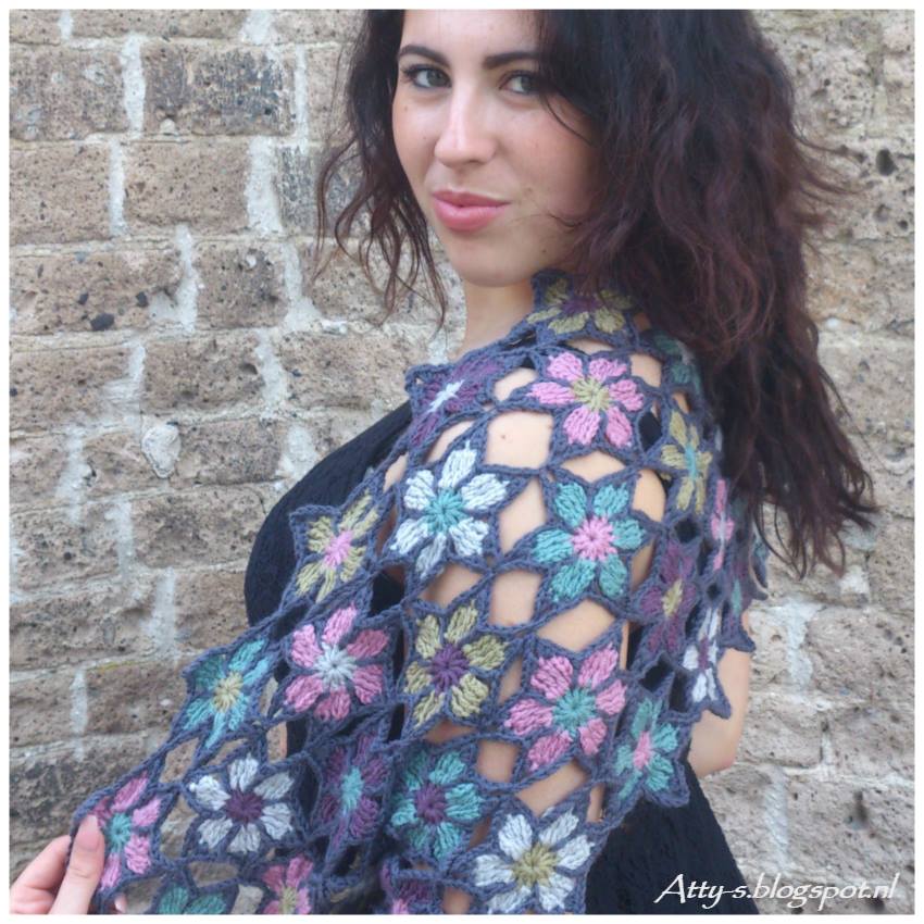 Ergahandmade: Crochet Flower Shawl + Diagram + Free Pattern Step by Step