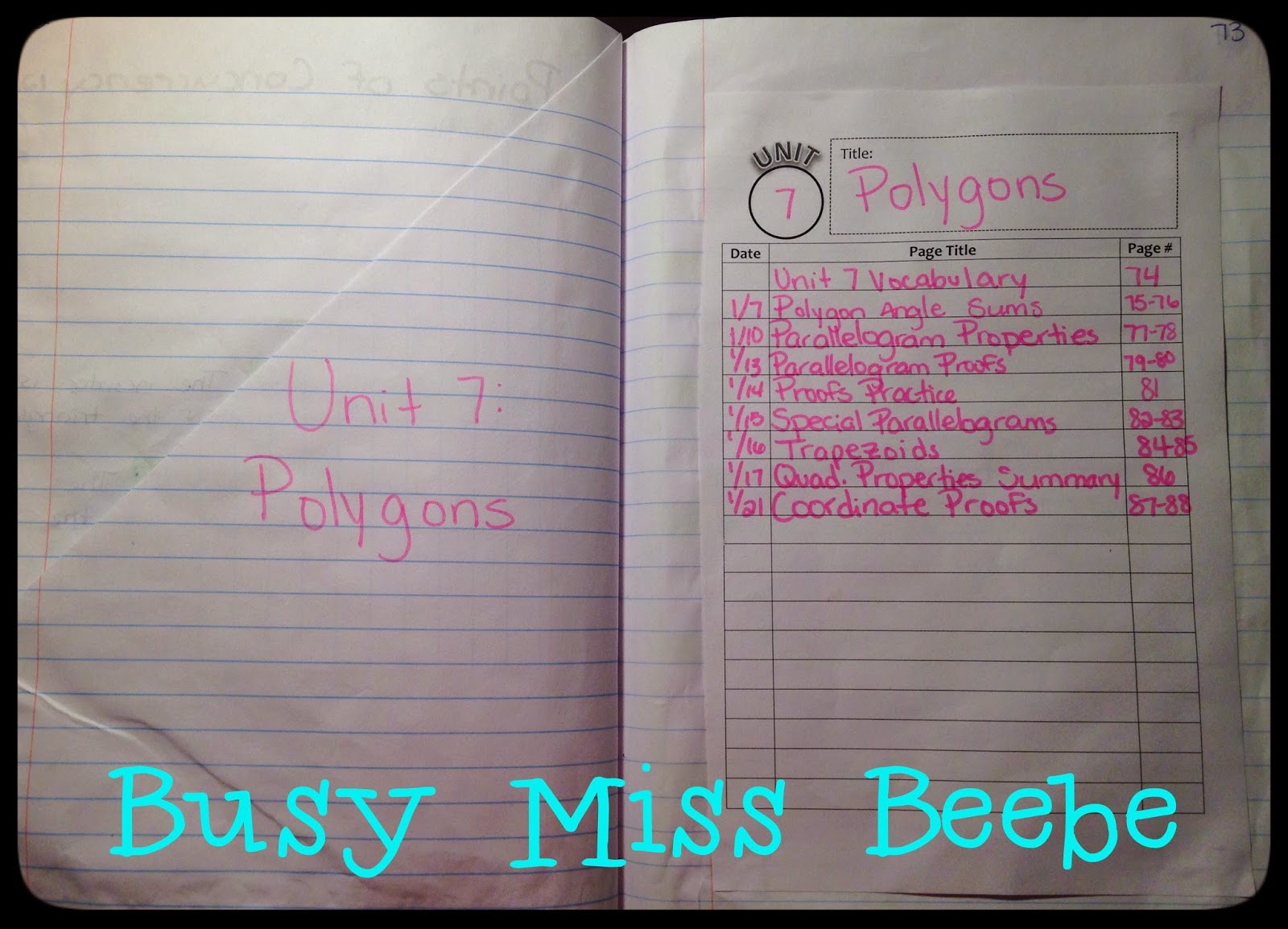 Busy Miss Beebe: Geometry Interactive Notebook - The Seventh Unit