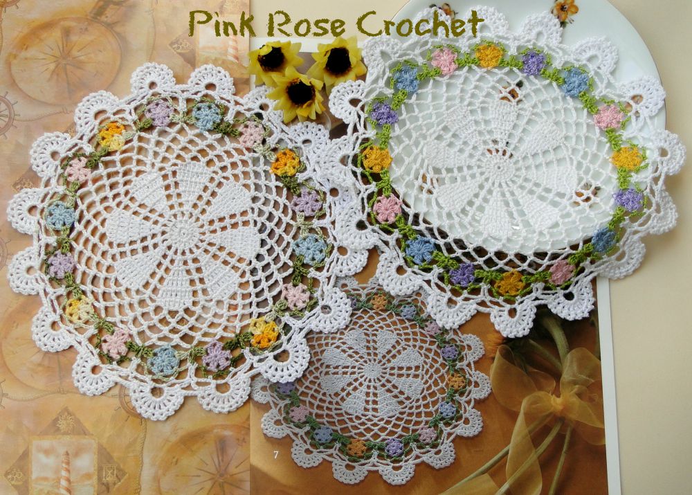 Pink Rose Crochet: Field Flowers Doilies in Bloom