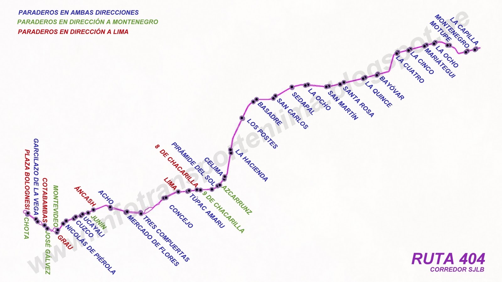 Transporte Urbano en Lima: Corredor Morado (SIT-SJLB): Troncal 404