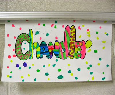 Miz Patti's Art Room: 6th Grade's Colorful Name Art