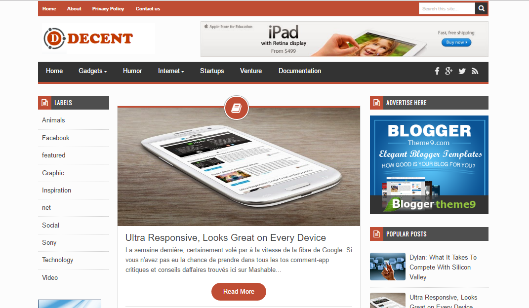 Decent Blogger Template Free Download