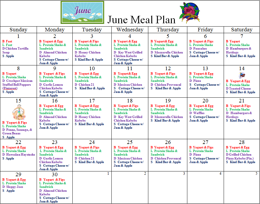 You Are What You Put In Your Belly: Monthly Menu Plan