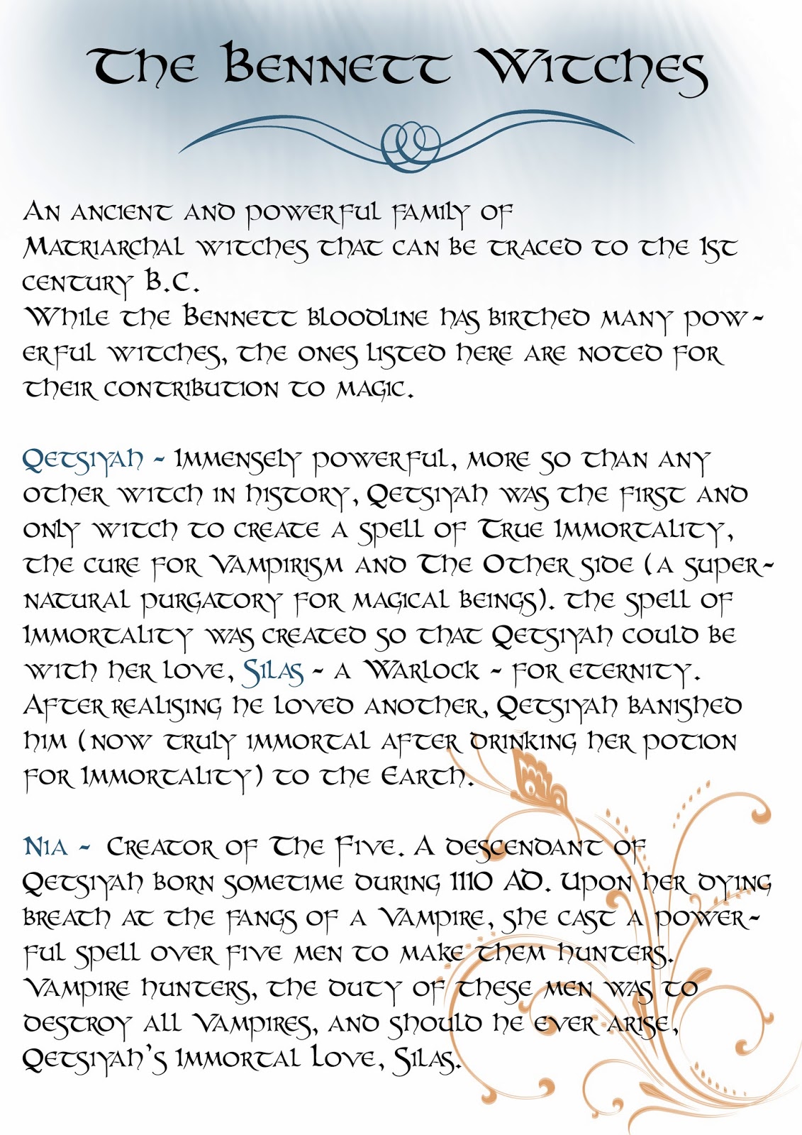 Book Of Shadows Pages: The Bennett Witches