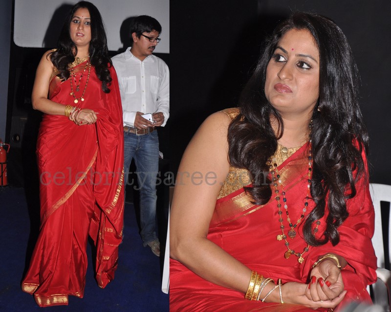 Pure Crape Red Saree and Brocade Blouse - Saree Blouse Patterns