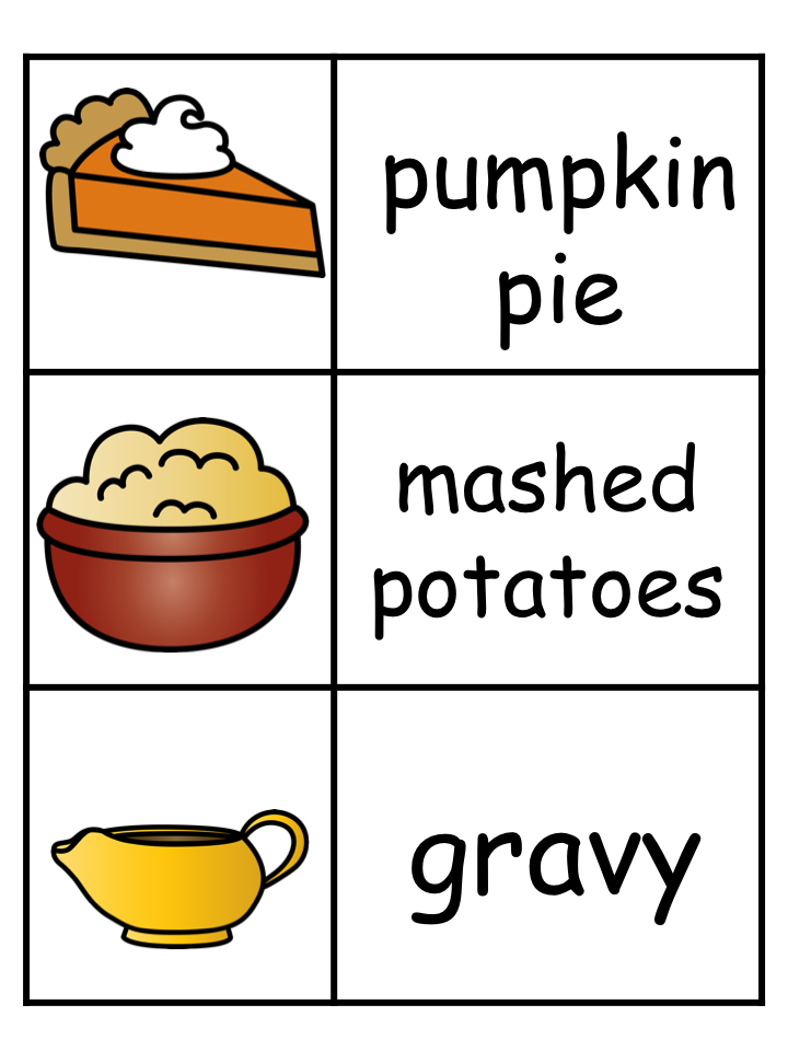 TLC Kindergarten: THANKSGIVING VOCABULARY WORDS