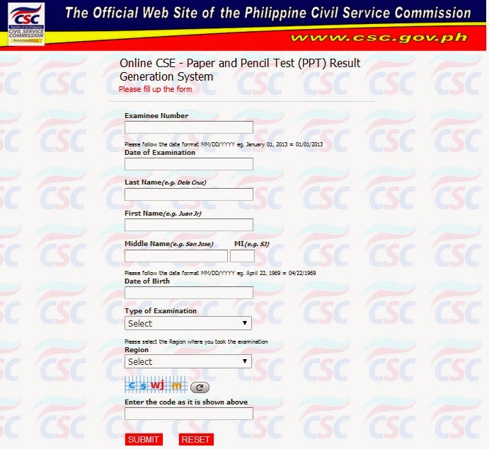 April 2014 Civil Service Exam Rating (Online CS Exam Result)