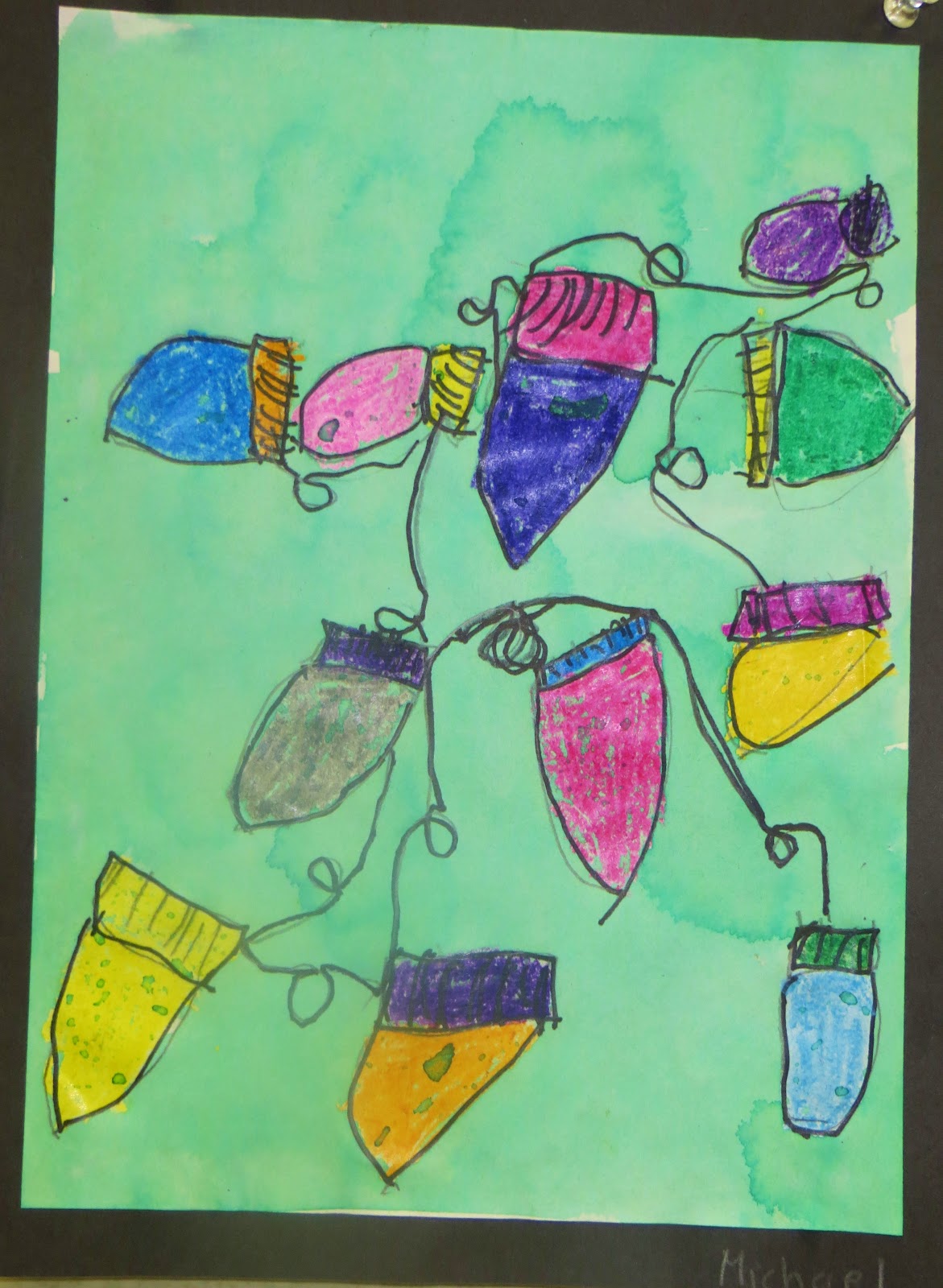 Nichols Art 2012-2013: 1st Grade Crayon Resist Lights