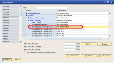 Authorization Query Manager SAP Business One - SAP business one