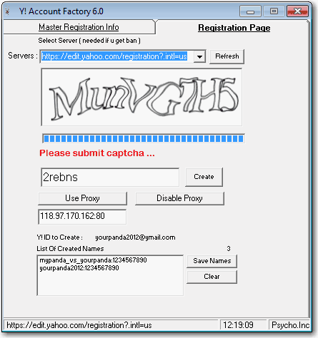 PSYCHO-BOOTERS: Y! Account Factory V.6.1 - Yahoo ID Maker 2012