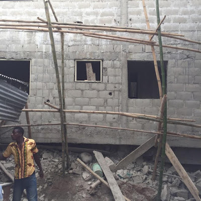 Photos: Two storey building under construction collapses in Lagos