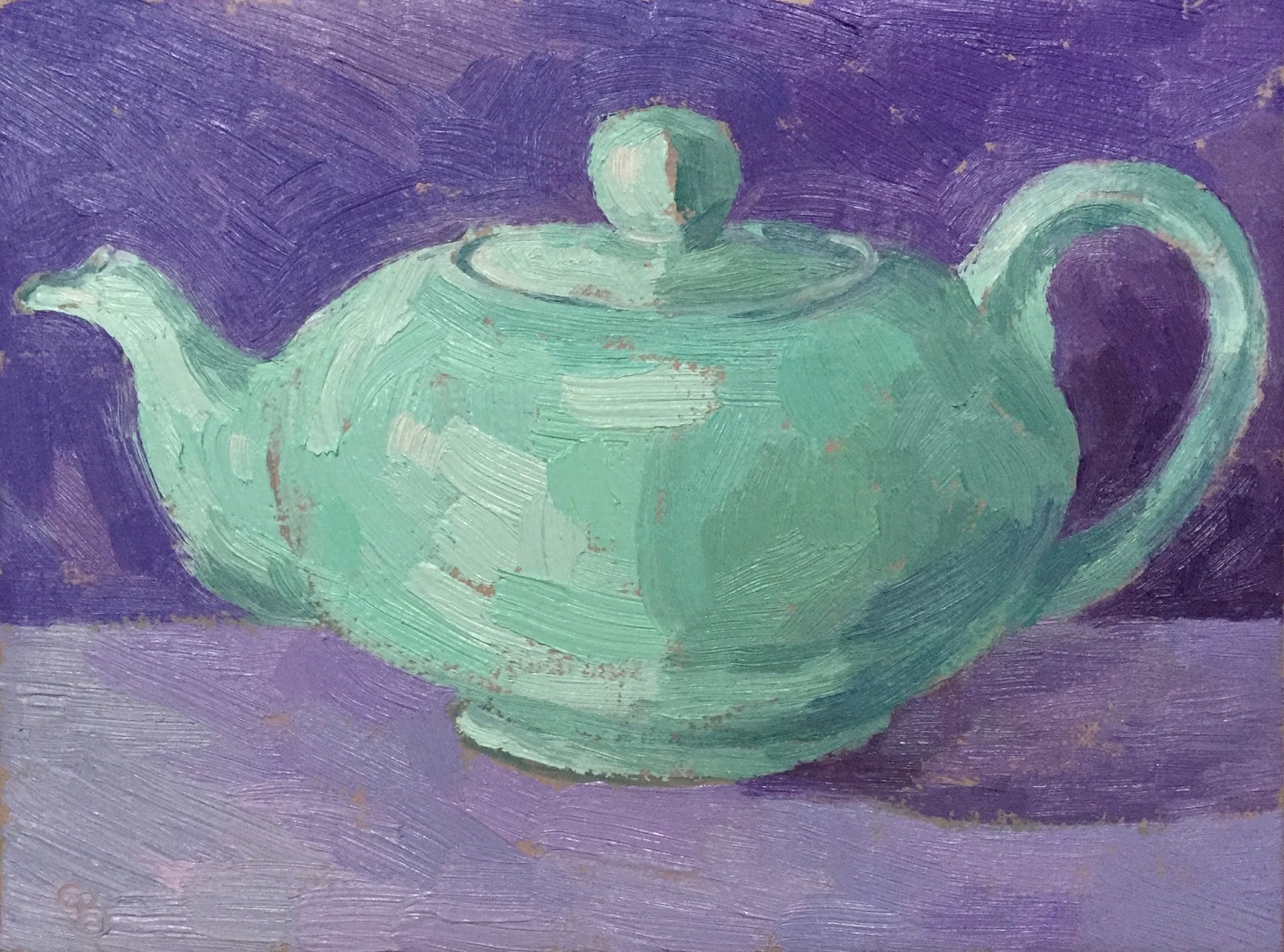 #32 'Large Mint Teapot' 7.5x9.5" - Clare Bowen