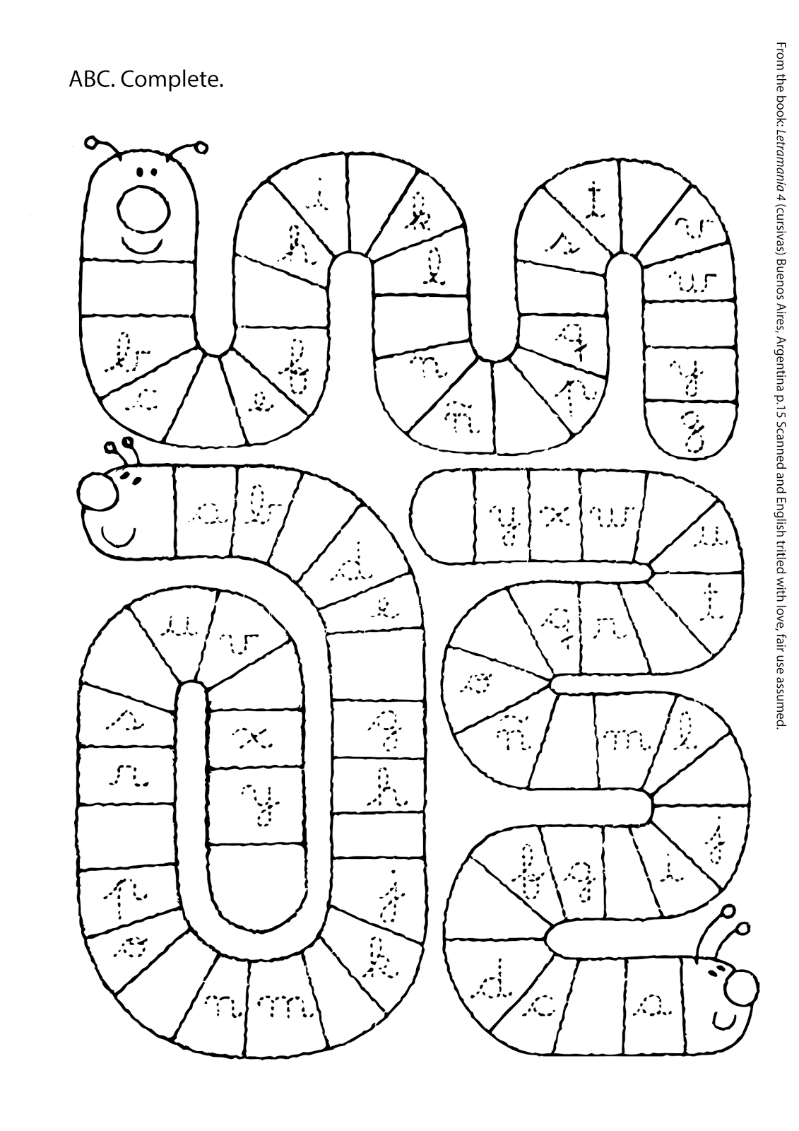 Páginas para colorear originales Original coloring pages: ABC Worms ...
