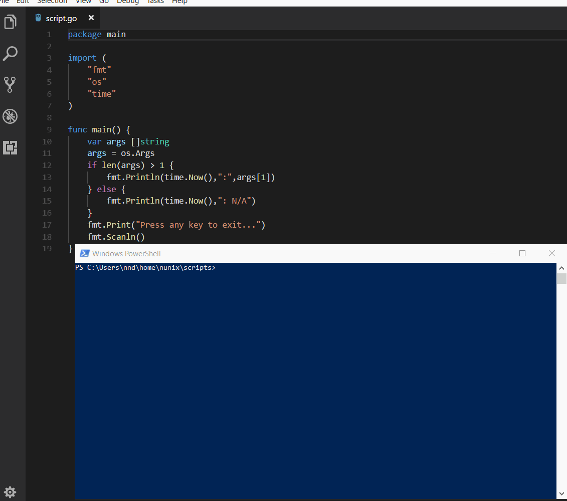 Scripting with GO: what about Windows?