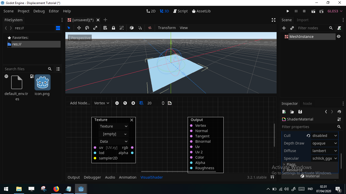 Godot Tutorial - Vertex Displacement using Visual Shader